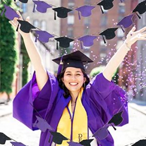 Graduation Decorations Purple Black 2023 /4pcs Graduation Hat Banner Garlands Purple Black for Class of 2023 Graduation Party Supplies/Purple Graduation Decor