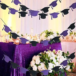 Graduation Decorations Purple Black 2023 /4pcs Graduation Hat Banner Garlands Purple Black for Class of 2023 Graduation Party Supplies/Purple Graduation Decor