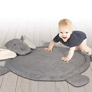 Lambs & Ivy Elephant Baby Play Mat with 3-Dimensional Head - Gray