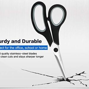 Scissors, VERONES 8 Inch Soft Comfort-Grip Handles & Stainless Steel Sharp Blades Perfect for Cutting Paper, Fabric Photos, & More, 15-Pack