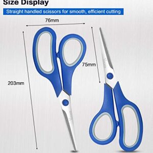 Scissors, VERONES 8 Inch Soft Comfort-Grip Handles & Stainless Steel Sharp Blades Perfect for Cutting Paper, Fabric Photos, & More, 15-Pack