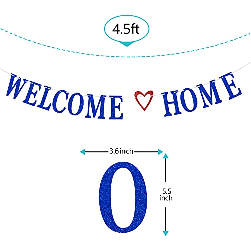 Welcome Home Banner, Housewarming Decorations , Home Sweet Home, Welcome Back, Retirement Family Party Decoration Supplies Blue Red Glitter