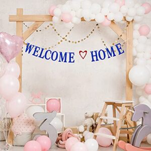 Welcome Home Banner, Housewarming Decorations , Home Sweet Home, Welcome Back, Retirement Family Party Decoration Supplies Blue Red Glitter