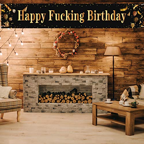 Belrew Happy Fucking Birthday Banner, Funny Fabulous Birthday Party Decor, Large Outdoor Party Sign, Celebrate 21st 25th 30th 35th 40th 45th 50th 60th Birthday Party Garland Supplies (9.8x 1.6ft)