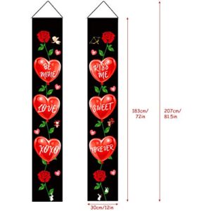 Valentine's Day Banner Fun Valentines Conversation Porch Sign Love Sweet Banner Valentine's Day Hanging Decoration for Engagement, Wedding, Anniversary