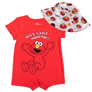 sesame street elmo baby boys romper & sunhat set red 24 months