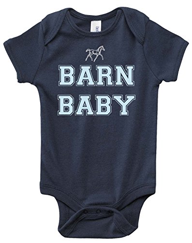 Equestrian Creations Baby Boy Barn Baby Horse Bodysuit, Navy Blue (3-6 Months)