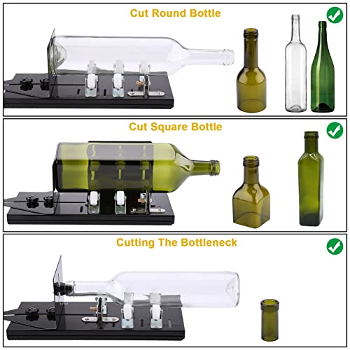 Glass Bottle Cutter, Fixm Bottle Cutter Upgraded Version, Round, Square Bottles and Bottlenecks, Suitable for Bottles of Wine, Beer, Whisky, Champagne, Water and Soda(Black)