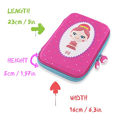 rockpapa High-Capacity Princess Pencil Case, Pencil Box, Storage Box for School Students Girls Teens Kids Toddlers Pink