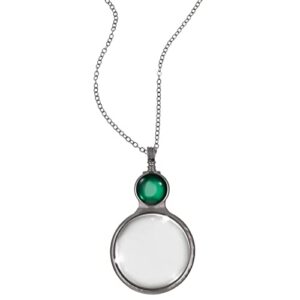 magnifying glass necklace, 10x magnifying glass, vintage magnifying glass pendant jewelry reading magnifie for books crafts jewellery hobbies (green)