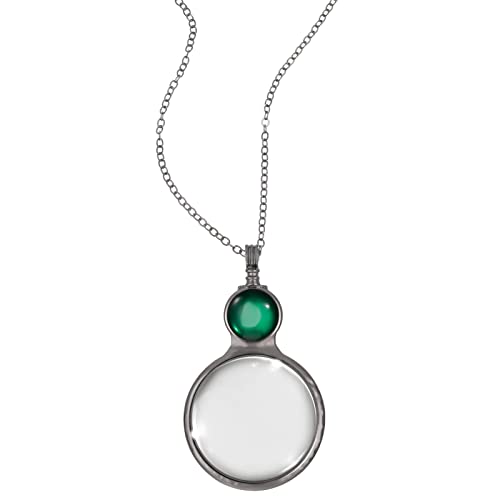 Magnifying Glass Necklace, 10x Magnifying Glass, Vintage Magnifying Glass Pendant Jewelry Reading Magnifie for Books Crafts Jewellery Hobbies (Green)