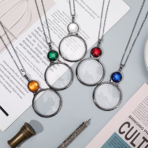 Magnifying Glass Necklace, 10x Magnifying Glass, Vintage Magnifying Glass Pendant Jewelry Reading Magnifie for Books Crafts Jewellery Hobbies (Green)