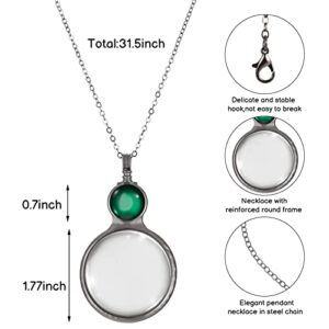 Magnifying Glass Necklace, 10x Magnifying Glass, Vintage Magnifying Glass Pendant Jewelry Reading Magnifie for Books Crafts Jewellery Hobbies (Green)