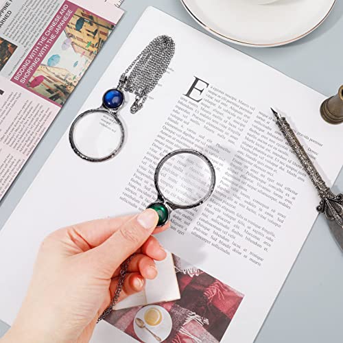 Magnifying Glass Necklace, 10x Magnifying Glass, Vintage Magnifying Glass Pendant Jewelry Reading Magnifie for Books Crafts Jewellery Hobbies (Green)