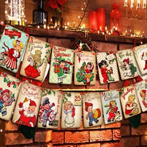 vintage christmas decorations christmas party banner – christmas decor retro xmas banner santa claus candy cane garland indoor outdoor,christmas party favors/sign/photo prop