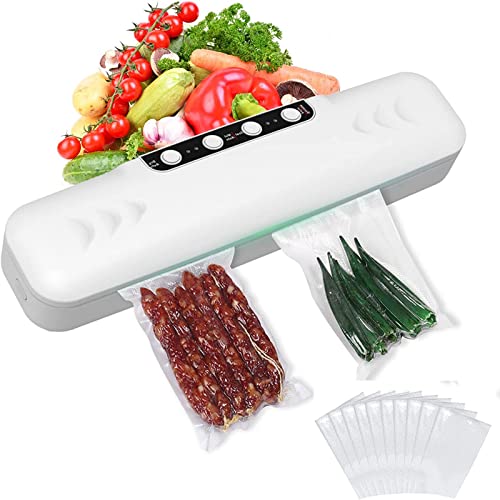 Vacuum Sealer Machine, 60kpa Dry/Moist Food Sealer, Four Fresh Modes to Deal With Various Food Preservation Problems, Compact Design with 20 Packs Storage Bags, White