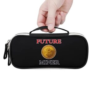 Future Bitcoin Miner Printed Pencil Case Bag Stationery Pouch with Handle Portable Makeup Bag Desk Organizer