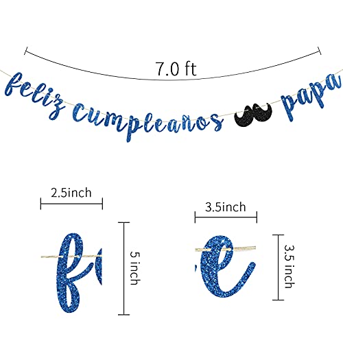 Dill-Dall Feliz Cumpleaños Papa Banner, Fiesta Theme Party Decorations, Dad Birthday Party Banner, Happy Birthday Banner for Men (Blue)