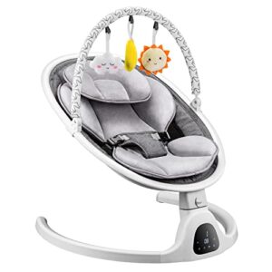 baby swings for infants, bluetooth baby bouncer with built-in lullabies and timer function, 5 swing options baby chair for newborn infants to toddler 0-9 months, 5-20 lbs