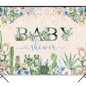 Mocsicka Boho Fiesta Baby Shower Backdrop for Boy Cactus Baby Shower Party Decorations MexicanTaco Bout Baby Background Cake Table Banner(7x5ft (82x60 inch))