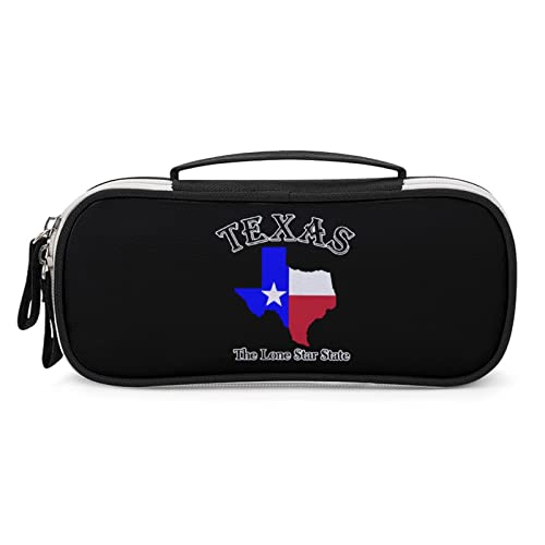 Texas, The Lone Star State Printed Pencil Case Bag Stationery Pouch with Handle Portable Makeup Bag Desk Organizer