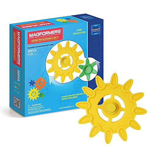 Magformers Magnets in Motion Accessory (20-pieces) Set Magnetic Building Blocks, Educational Magnetic Tiles Kit , Magnetic Construction STEM gear Toy Set