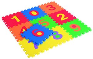 kids play mat – numbers and animals foam floor matt – 10 interlocking pieces to develop children’s motor skills and color recognition