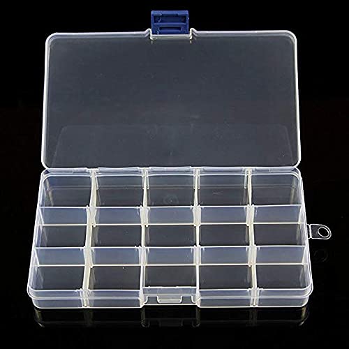 Portable Organizer 15-Fixed Compartments Clear Plastic Jewelry Box Organizer Storage Container