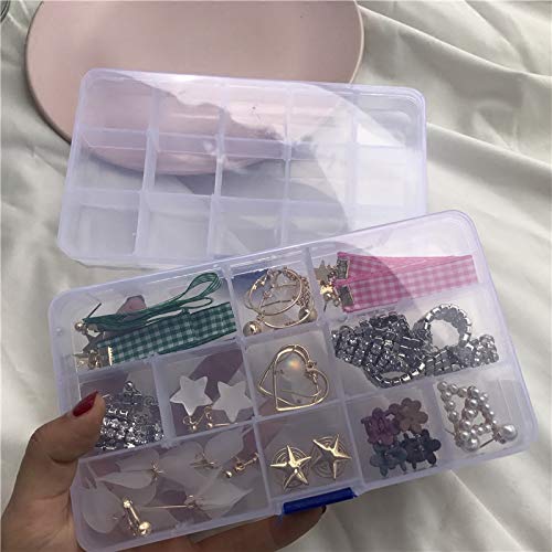 Portable Organizer 15-Fixed Compartments Clear Plastic Jewelry Box Organizer Storage Container