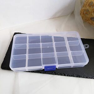 Portable Organizer 15-Fixed Compartments Clear Plastic Jewelry Box Organizer Storage Container