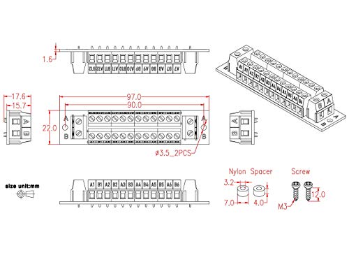 OONO 16 Amp 2x12 Position Terminal Block Distribution Module for AC DC