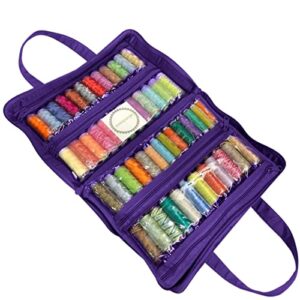 yazzii 100 spool thread organizer – thread holder organizer – portable thread storage bag purple