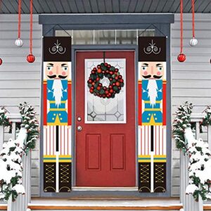 lionergy nutcracker christmas porch sign, xmas decor banners, patriotic christmas decorative nutcracker banner for holiday home indoor outdoor porch wall christmas party decoration