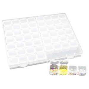 fanfa 56 grids plastic craft organizer box adjustable storage box diamond painting storage box for sewing crafts beads nail art rhinestones jewelry diamond embroidery non toxic (transparent)