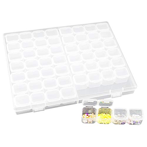 FANFA 56 Grids Plastic Craft Organizer Box Adjustable Storage Box Diamond Painting Storage Box for Sewing Crafts Beads Nail Art Rhinestones Jewelry Diamond Embroidery Non Toxic (Transparent)