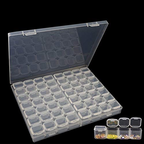 FANFA 56 Grids Plastic Craft Organizer Box Adjustable Storage Box Diamond Painting Storage Box for Sewing Crafts Beads Nail Art Rhinestones Jewelry Diamond Embroidery Non Toxic (Transparent)