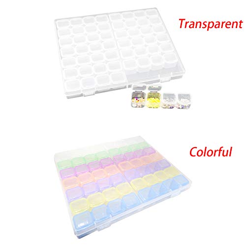 FANFA 56 Grids Plastic Craft Organizer Box Adjustable Storage Box Diamond Painting Storage Box for Sewing Crafts Beads Nail Art Rhinestones Jewelry Diamond Embroidery Non Toxic (Transparent)