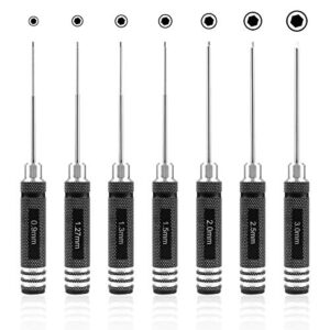 rc hex driver set – 7pcs hex allen screwdriver kit 0.9mm 1.27mm 1.3mm 1.5mm 2.0mm 2.5mm 3.0mm key driver repair tools for rc car traxxas helicopter