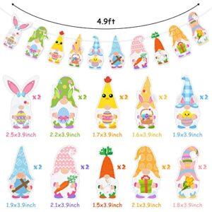 WATINC 2Pcs Gnome Banner Garlands Decoration Egg Bunny Carrot Chick Flower Daisy Gift Box Bowknot Pendant Hanging Bunting Gnomes Garland Decor Holiday Party Favors Supplies for Mantle Fireplace