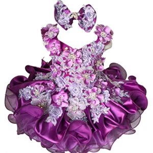 Jenniferwu G588 Infant Toddler Baby Newborn Little Girl's Pageant Party Birthday Dress Purple Size 3T