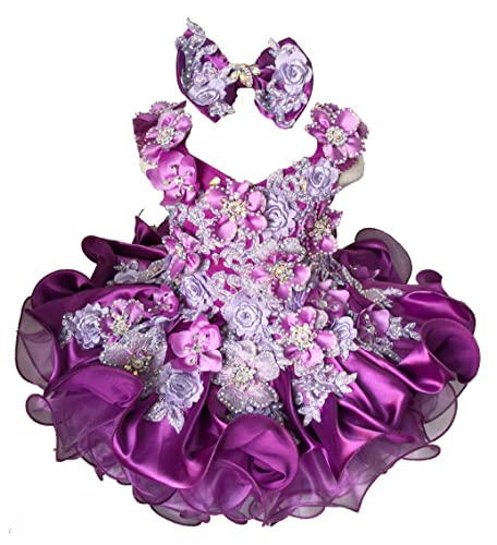 Jenniferwu G588 Infant Toddler Baby Newborn Little Girl's Pageant Party Birthday Dress Purple Size 3T