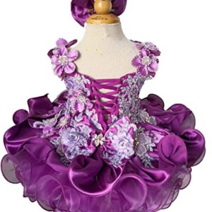 Jenniferwu G588 Infant Toddler Baby Newborn Little Girl's Pageant Party Birthday Dress Purple Size 3T