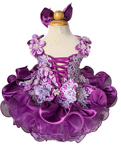 Jenniferwu G588 Infant Toddler Baby Newborn Little Girl's Pageant Party Birthday Dress Purple Size 3T