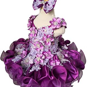 Jenniferwu G588 Infant Toddler Baby Newborn Little Girl's Pageant Party Birthday Dress Purple Size 3T