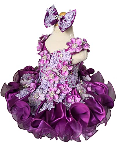 Jenniferwu G588 Infant Toddler Baby Newborn Little Girl's Pageant Party Birthday Dress Purple Size 3T