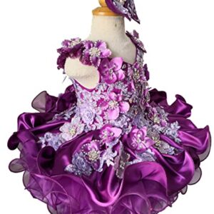 Jenniferwu G588 Infant Toddler Baby Newborn Little Girl's Pageant Party Birthday Dress Purple Size 3T