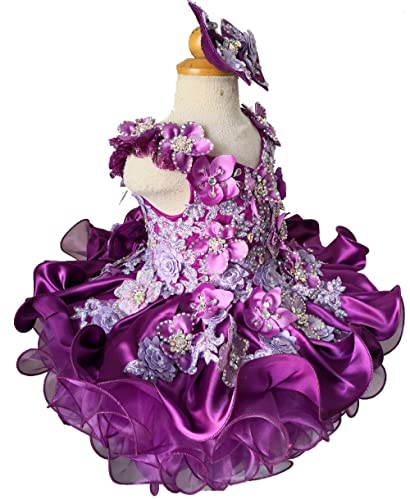 Jenniferwu G588 Infant Toddler Baby Newborn Little Girl's Pageant Party Birthday Dress Purple Size 3T