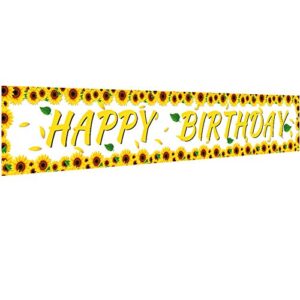 ushinemi sunflower birthday party decorations, sunflower theme happy birthday banner decor, 9.8×1.6 feet