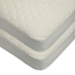 tl care waterproof quilted crib size fitted mattress cover made with organic cotton top layer, natural color, 2 pack