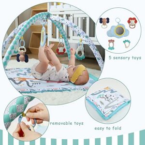 LOL-FUN Baby Play Mat Gym for Infant,Baby Floor Mat Activity Gym with Toys for Development,Foldable Gym Playmat for 0 3 6 9 12 Months Baby Girls and Boys